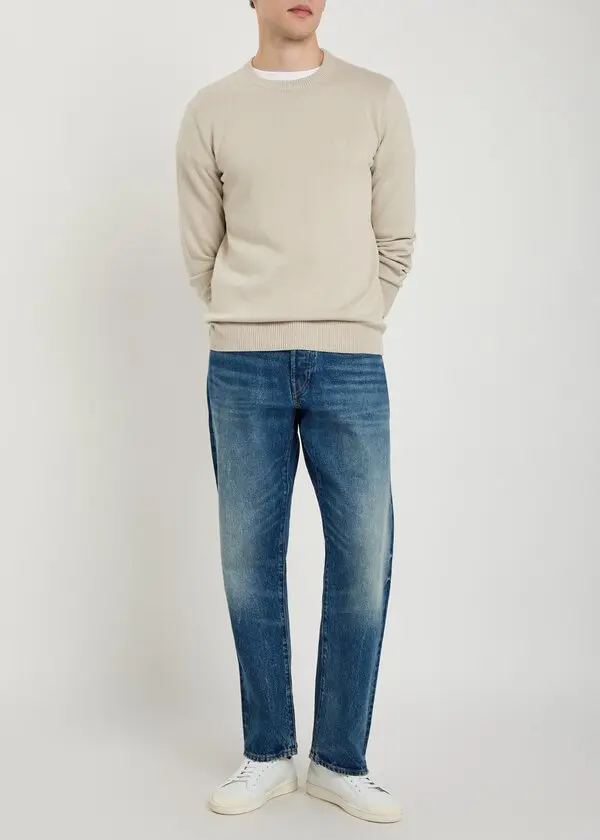 Emporio Armani Logo Embroidered Cotton-knit Jumper