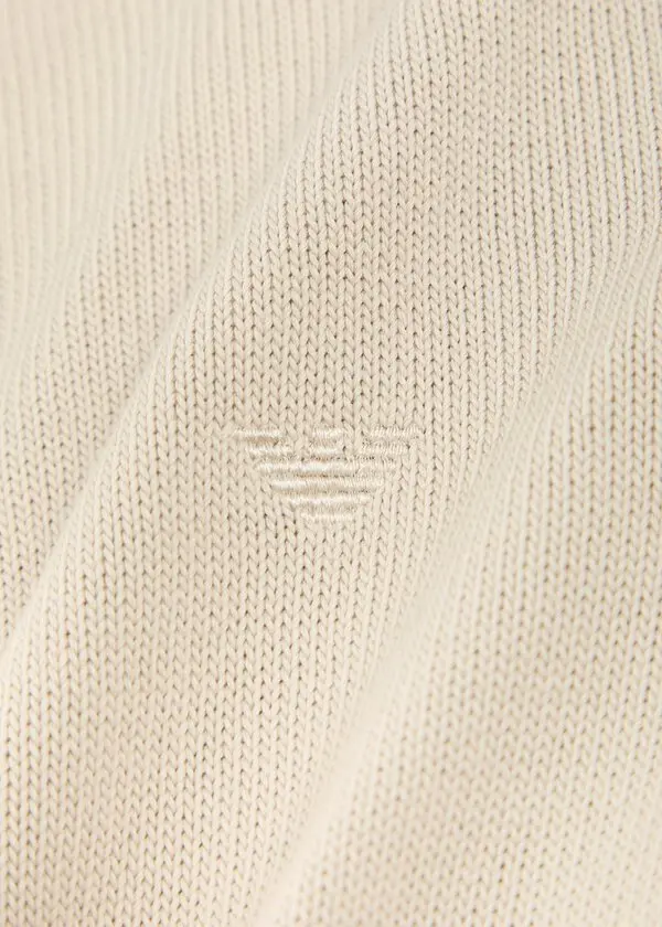 Emporio Armani Logo Embroidered Cotton-knit Jumper