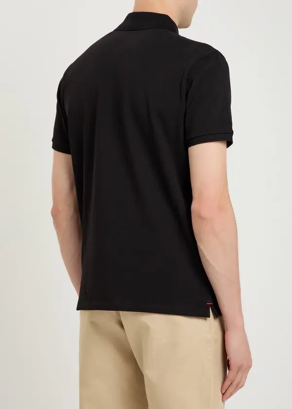Moncler Logo-appliquéd Piqué Cotton Polo Shirt - Black