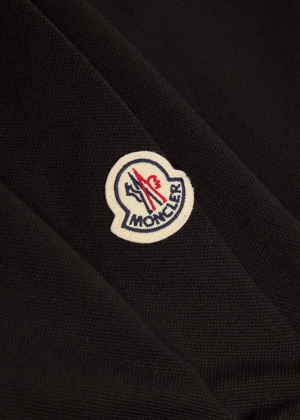 Moncler Logo-appliquéd Piqué Cotton Polo Shirt - Black