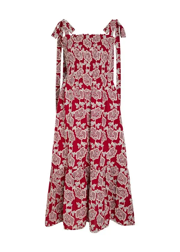 Erdem Embroidered Cotton-blend Midi Dress - Red