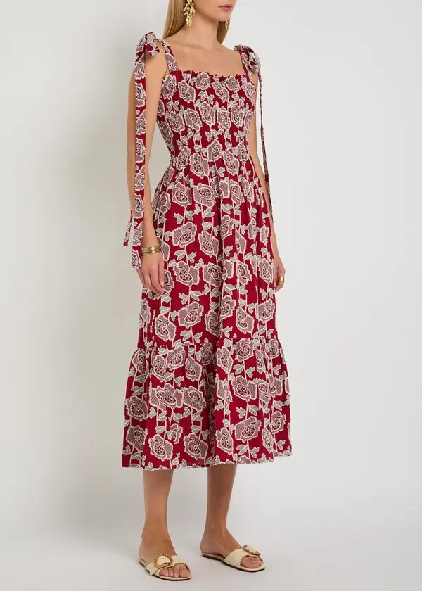 Erdem Embroidered Cotton-blend Midi Dress