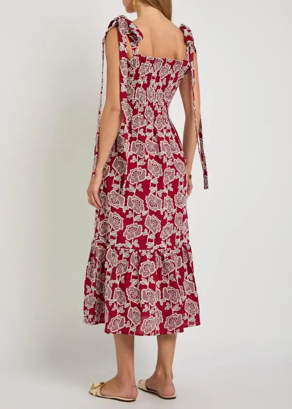 Erdem Embroidered Cotton-blend Midi Dress