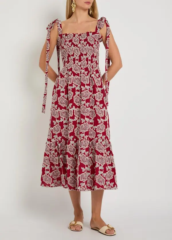 Erdem Embroidered Cotton-blend Midi Dress