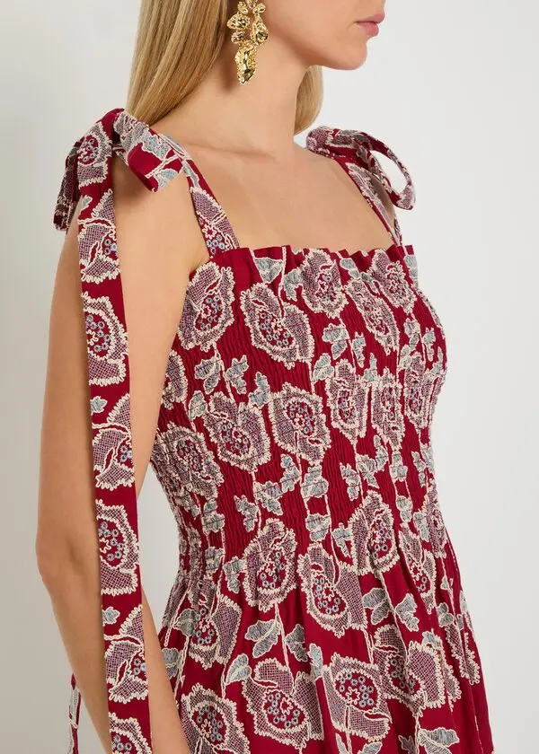 Erdem Embroidered Cotton-blend Midi Dress