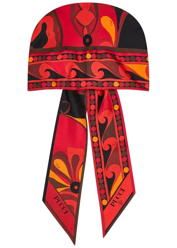Emilio Pucci Printed Twill Triangle Scarf - Orange
