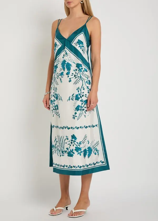 Erdem Printed Silk Midi Dress