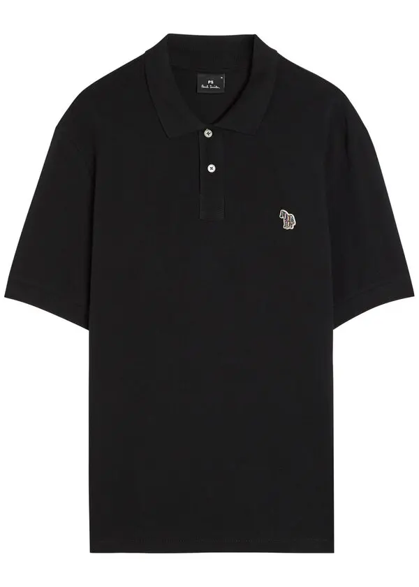 Paul Smith Appliquéd Piqué Cotton Polo Shirt - Black