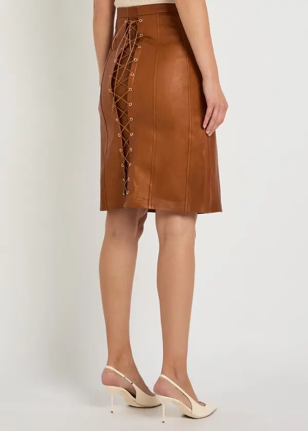SKIIM Alexandra Corset-effect Leather Knee-length Skirt