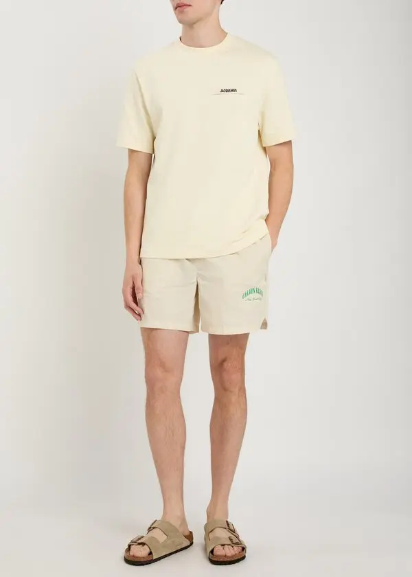 Calvin Klein Embroidered Pinstriped Cotton Shorts