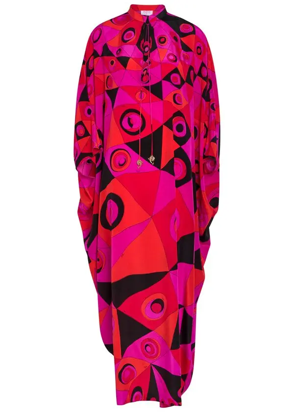 Emilio Pucci Printed Silk Maxi Kaftan Dress - Pink