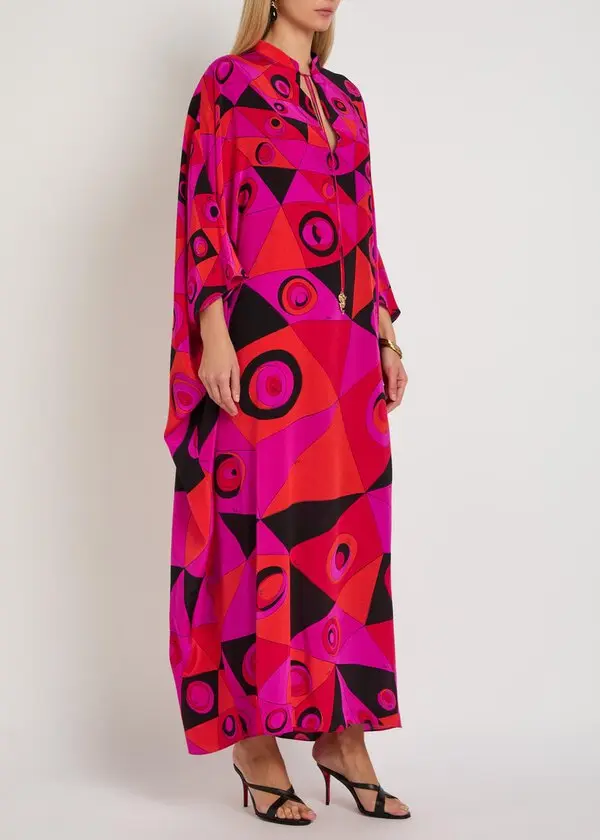 Emilio Pucci Printed Silk Maxi Kaftan Dress - Pink