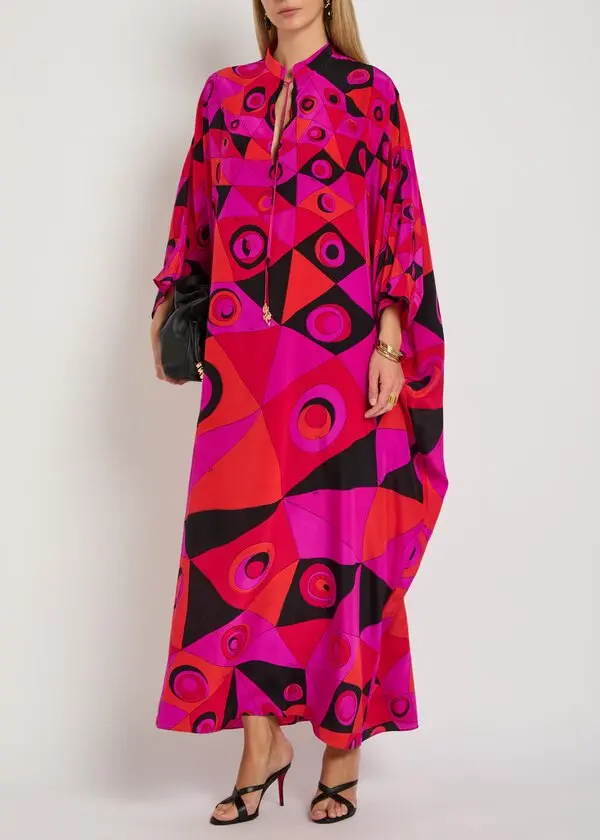 Emilio Pucci Printed Silk Maxi Kaftan Dress - Pink
