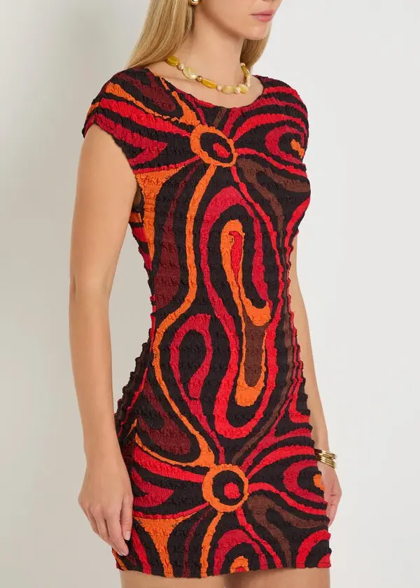 Emilio Pucci Printed Seersucker Mini Dress