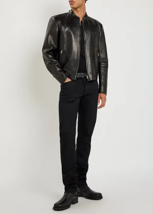TOM FORD Stand-collar Leather Biker Jacket