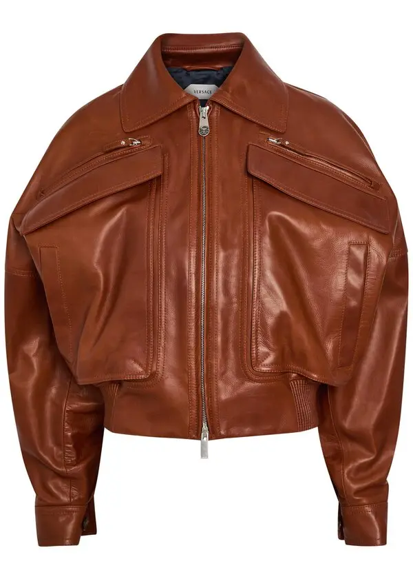 Versace Leather Jacket - Brown