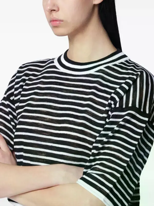 ROBERTO COLLINA Striped T-shirt - Black
