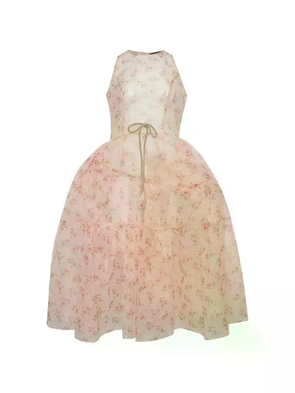 Simone Rocha Floral Print Tiered Midi Dress