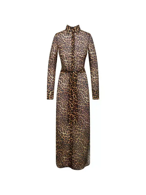 MAISON CLOSE Leopard Print Maxi Dress - Brown