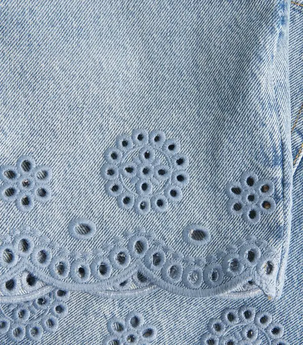 FRAME Long Hang Eyelet Denim Shorts