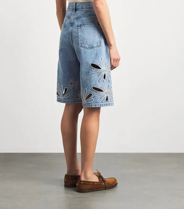 Sandro Embroidered Denim Shorts