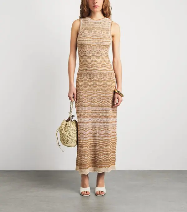 Sandro Knitted Sleeveless Midi Dress - Brown