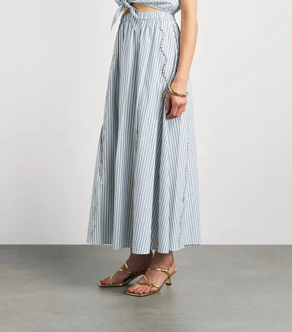 Sandro Rhinestone Stripe Maxi Skirt