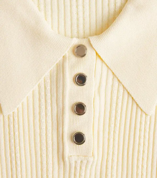 Sandro Ribbed Knit Slim Polo Shirt - Beige