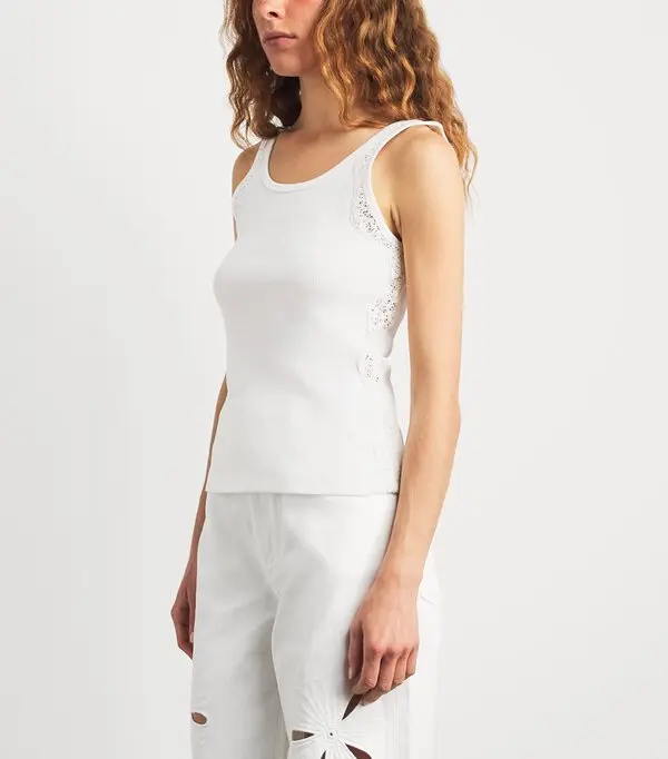 Sandro Cotton Lace-trimmed Slim Tank Top - Beige