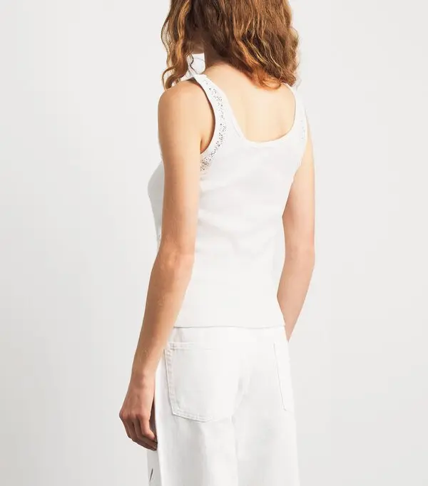 Sandro Cotton Lace-trimmed Slim Tank Top - Beige