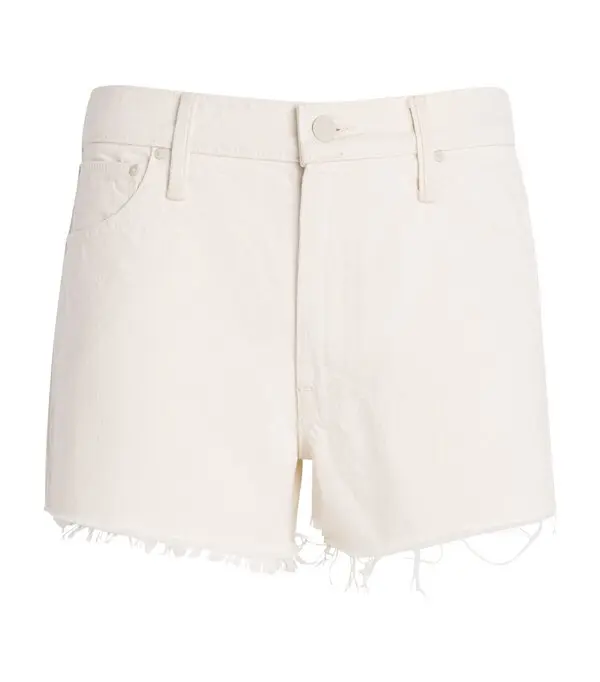MOTHER Dodger Frayed Denim Shorts - White