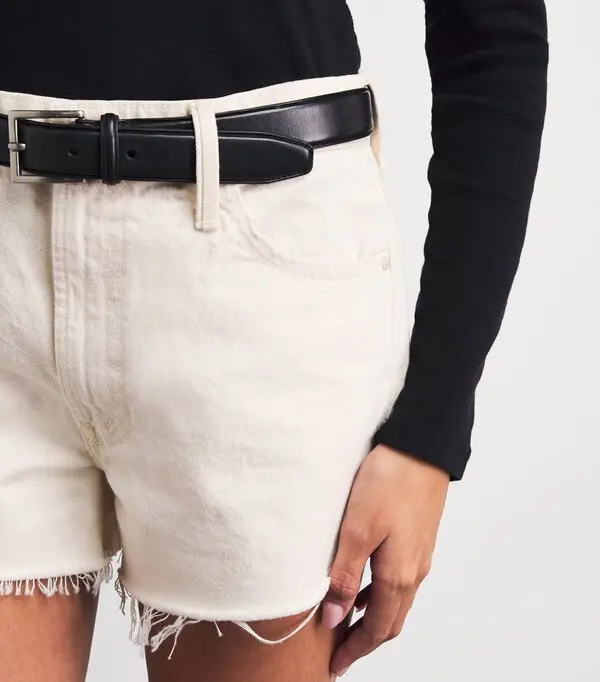 MOTHER Dodger Frayed Denim Shorts - White