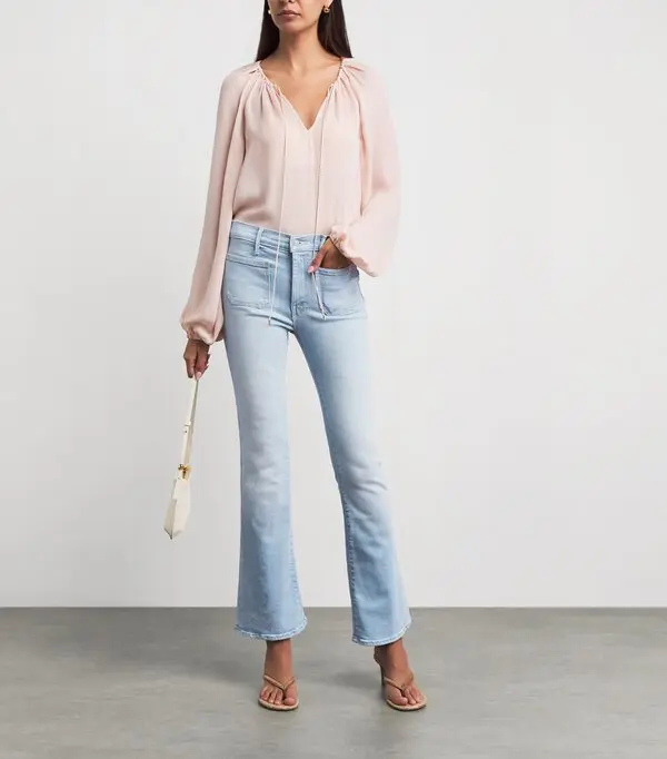 MOTHER The Patch Pocket Weekender Flared Jeans - Blue