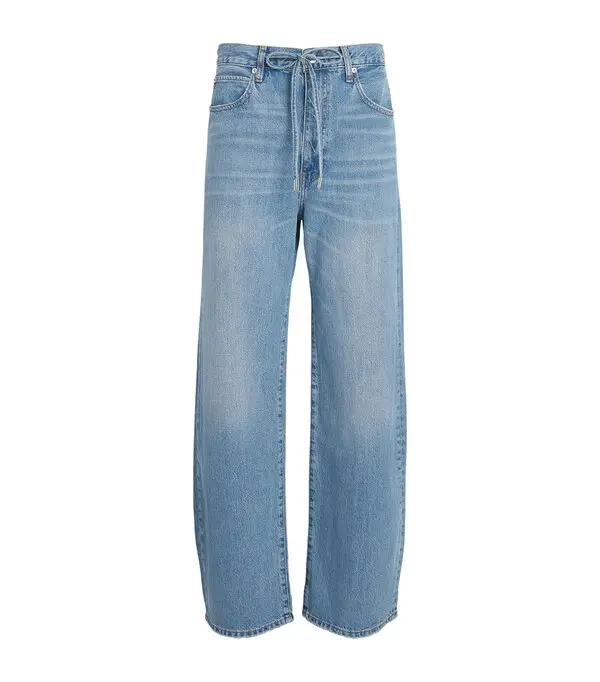 FRAME The Bow High-rise Barrel-leg Jeans - Blue