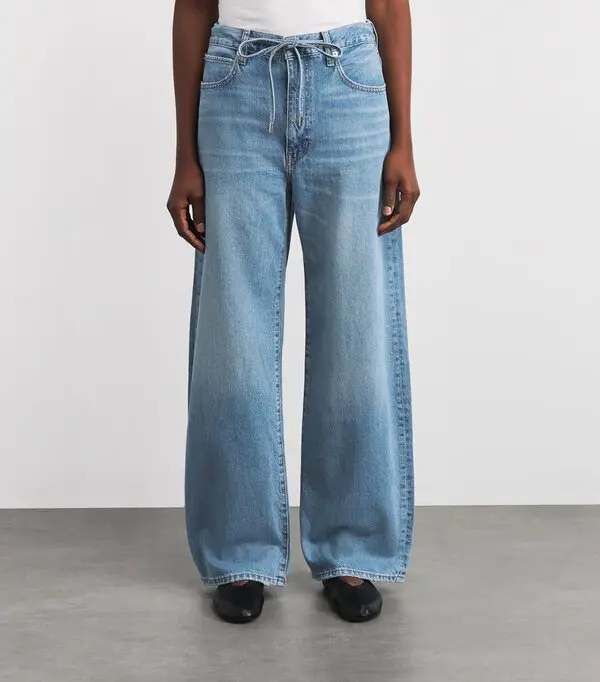 FRAME The Bow High-rise Barrel-leg Jeans - Blue