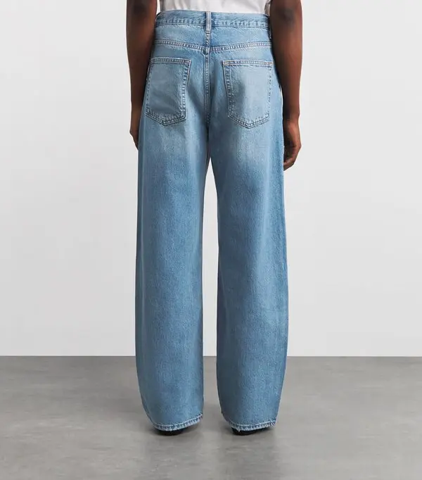 FRAME The Bow High-rise Barrel-leg Jeans - Blue