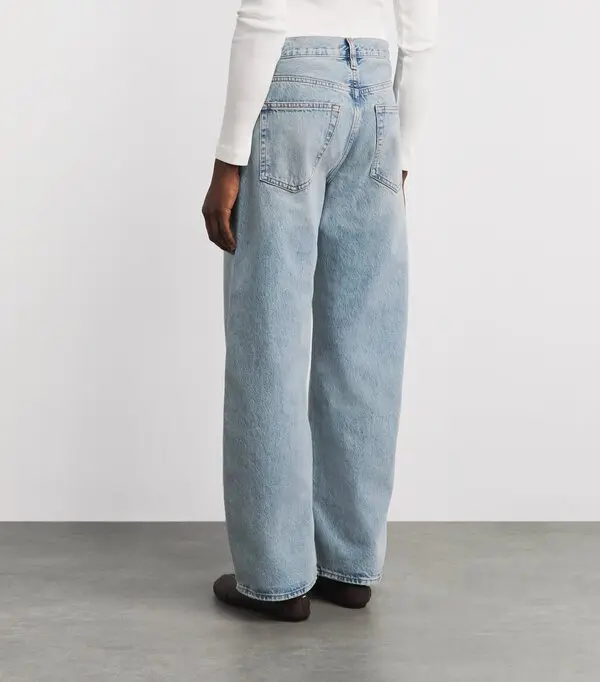 FRAME The Bow High-rise Barrel-leg Jeans - Blue