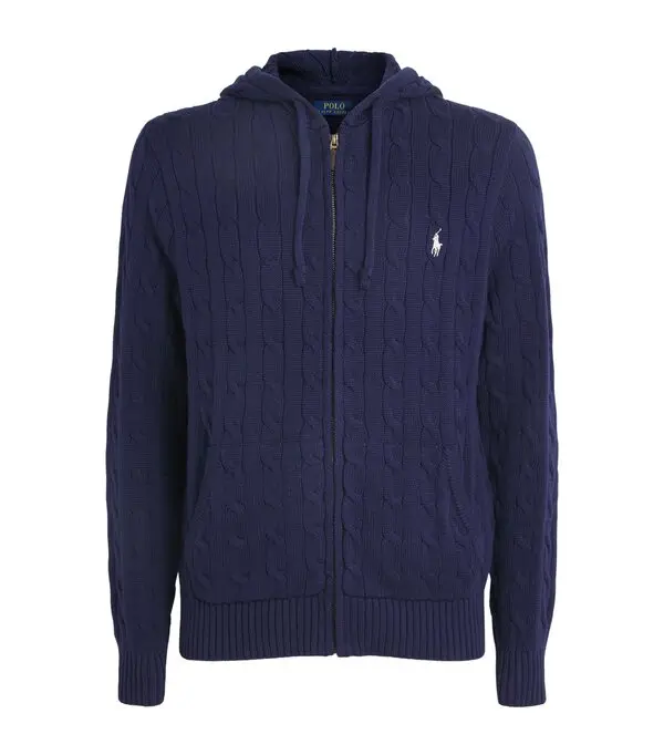 Polo Ralph Lauren Cotton Cable-knit Zip-up Hoodie - Blue