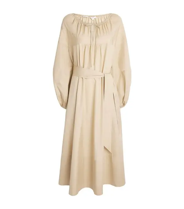 Vince Cotton Belted Midi Dress - Beige
