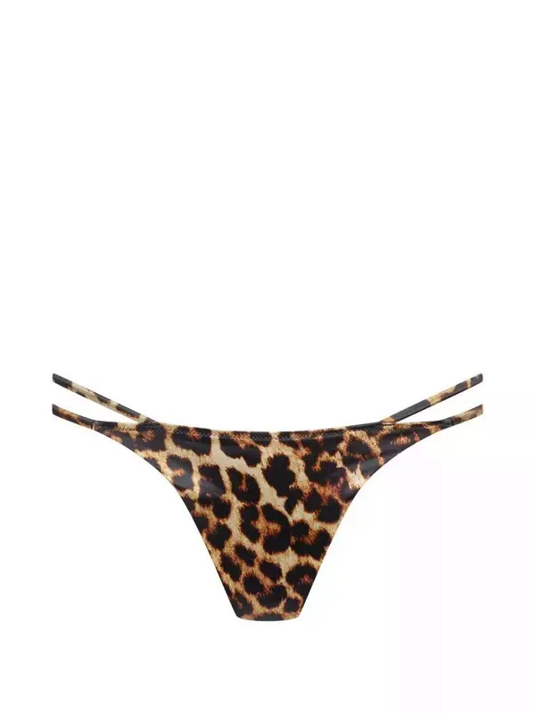 MAISON CLOSE Leopard Print Ring Detail Bikini Bottoms - Brown