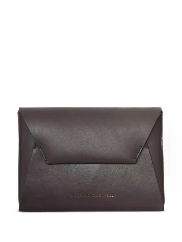 Brunello Cucinelli Envelope Leather Clutch Bag - Brown