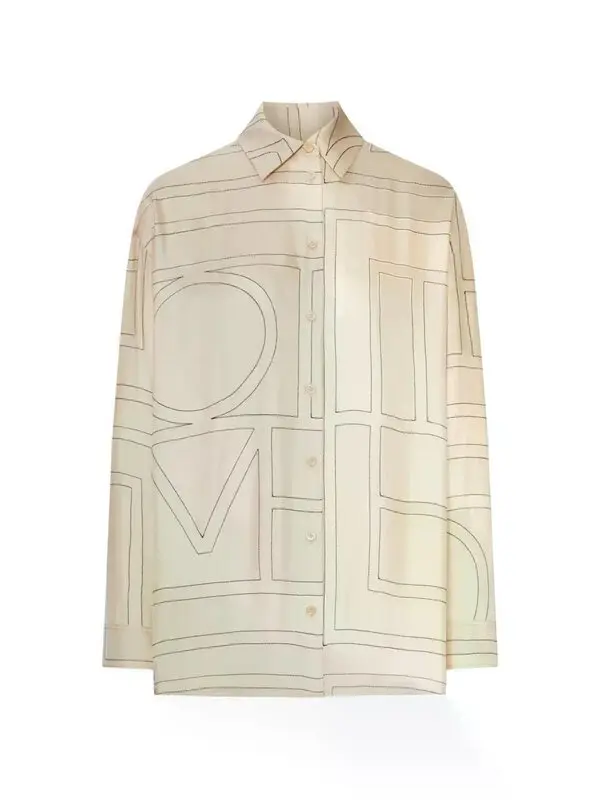 TOTEME Monogram-print Silk Shirt - Neutrals