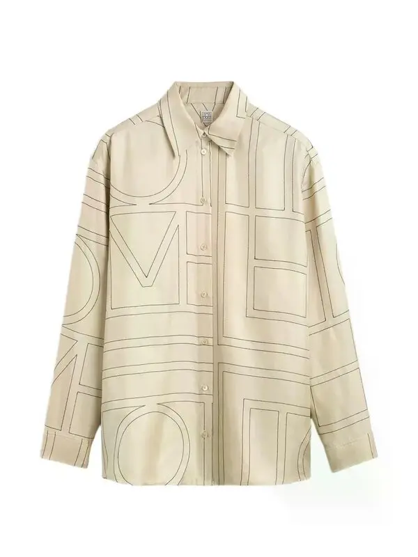 TOTEME Monogram-print Silk Shirt - Neutrals