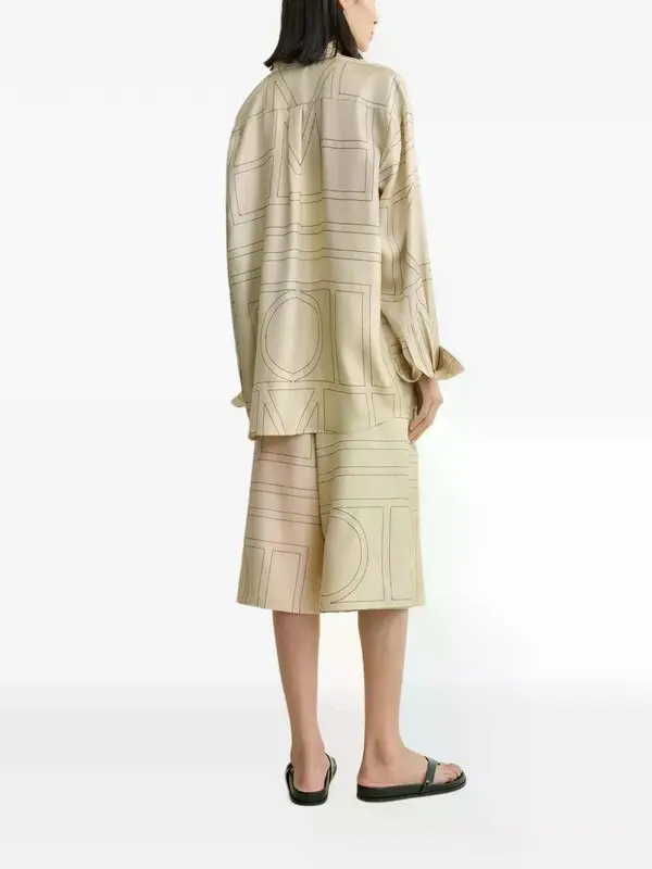 TOTEME Monogram-print Silk Shirt - Neutrals