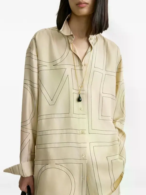 TOTEME Monogram-print Silk Shirt - Neutrals