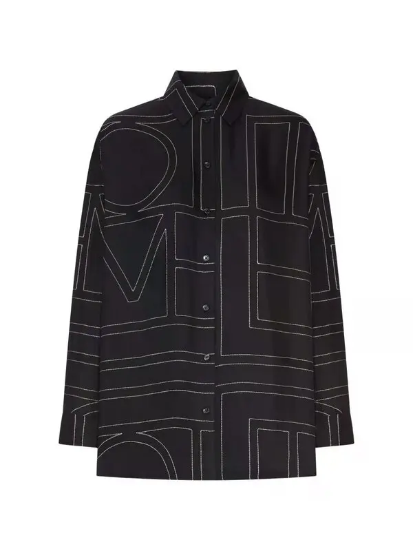 TOTEME Monogram Embroidered Silk Shirt