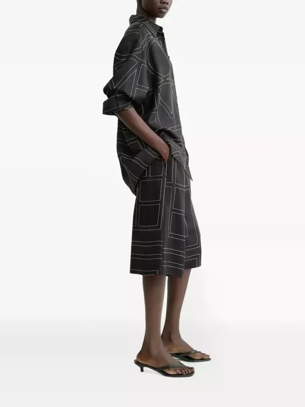 TOTEME Monogram-embroidered Silk Shirt - Black