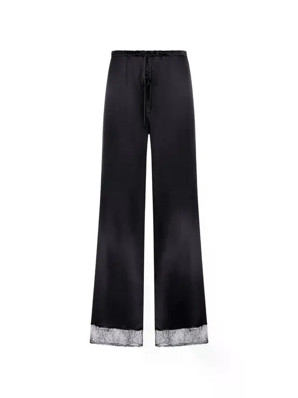 THE NINA STUDIO Lace Trim Silk Trousers