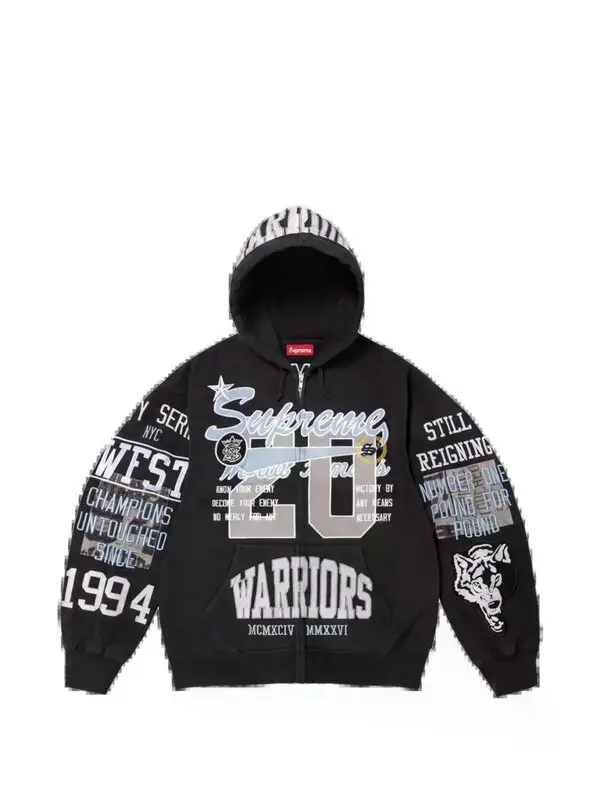 Supreme Warriors Appliqué Zip-up Hoodie - Black