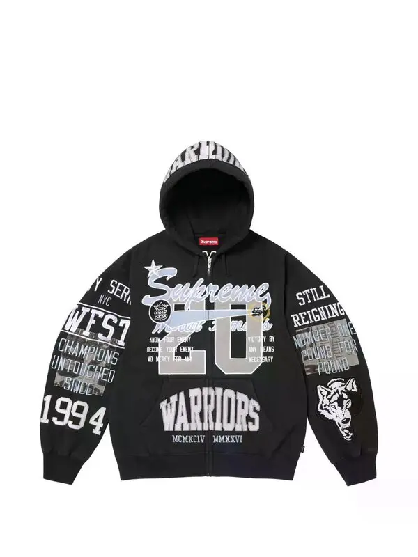 Supreme Warriors Appliqué Zip-up Hoodie - Black